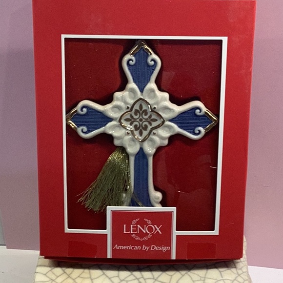 Lenox | Holiday | Lenox First Blessing Blue And White Cross With Gold ...